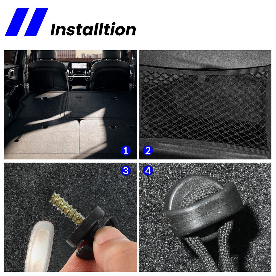 4Pcs.Car Rear Trunk Universal Envelope Cargo Net Tie Down Hook Ring ...