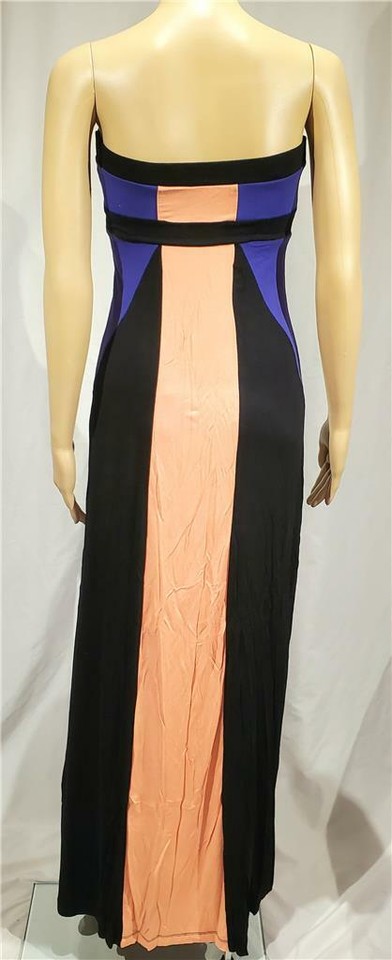 New 2b Bebe Coral Purple And Black Colorblock Maxi Dress - NWOT - Size ...