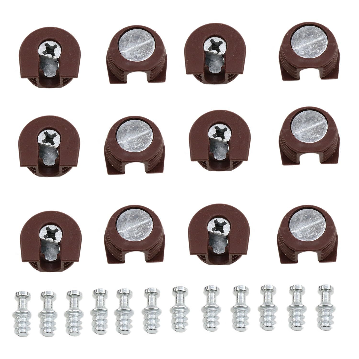 12-Set Threaded CAM Lock Shelf Brackets Brown for Closet & Cabinet ...