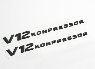 2PCS V12 Kompressor Auto Letter Emblem Badge Side Fender Sticker 3D ...