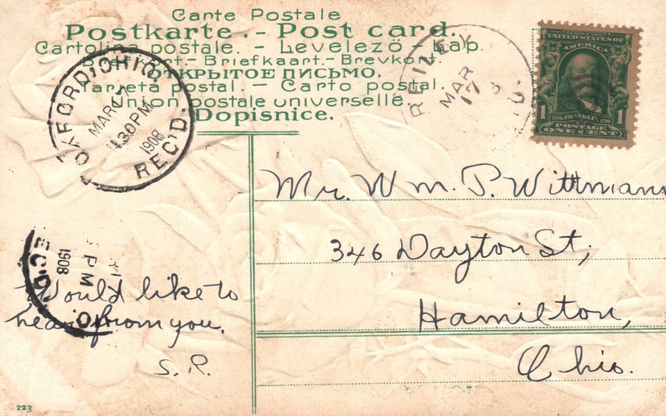 Vintage Postcard 1908 Best Wishes Red Roses Greeting Embossed | eBay