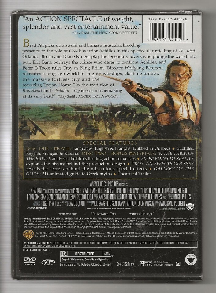 Troy (Two-Disc Widescreen Edition DVDs) Warner Brothers 2004 **NEW** | eBay