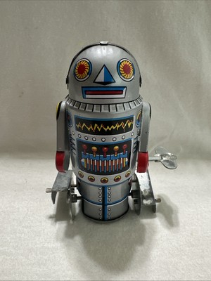Vintage Robot-7 Walking Tin Wind Up Robot Toy Works | eBay