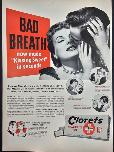 1951 magazine ad for Clorets Chlorophyll Gum. Kissing made sweeter | eBay