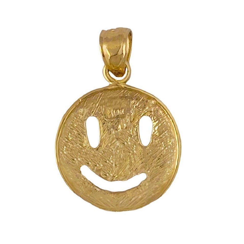14k Yellow Gold Happy Smiley Face Emoji Pendant / Charm, Made in USA | eBay