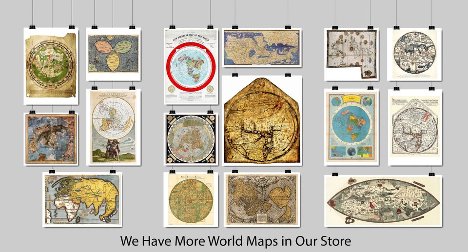 1595 Mercator Map of the North Pole Regions Wall Art Poster Flat Earth ...