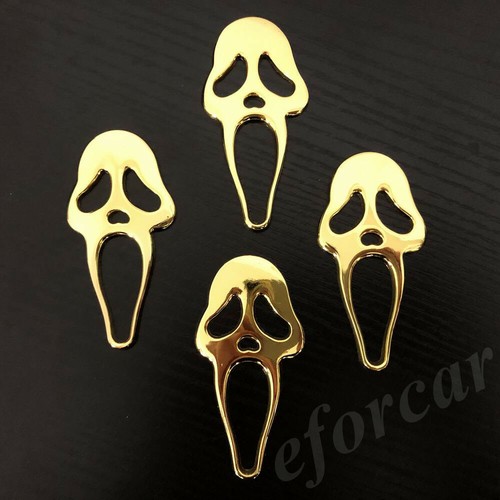 4x Golden Metal Skull Skeleton Ghost Car Trunk Rear Emblem Badge Decal ...