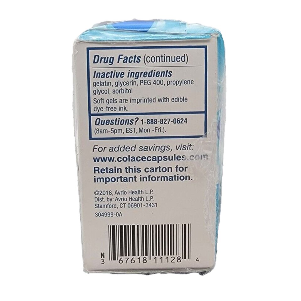 Colace Docusate Sodium Clear Stool Softener 50mg 28 Soft Gels BB 6/2024 ...