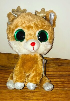 TY Beanie Boos Alpine Reindeer Big Eyes Christmas Gold Antlers Plush ...