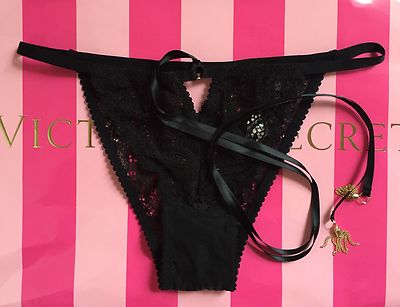 Victoria's Secret Black lace string vikini straps & Tassel small NWT ...