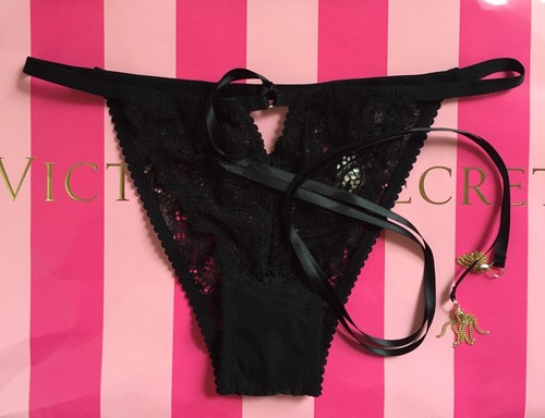 Victoria's Secret Black lace string vikini straps & Tassel small NWT ...