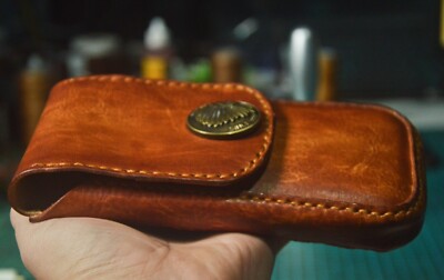 Handmade Western Cowboy Pouch Belt Loop Holster Cell Phone Case Leather ...