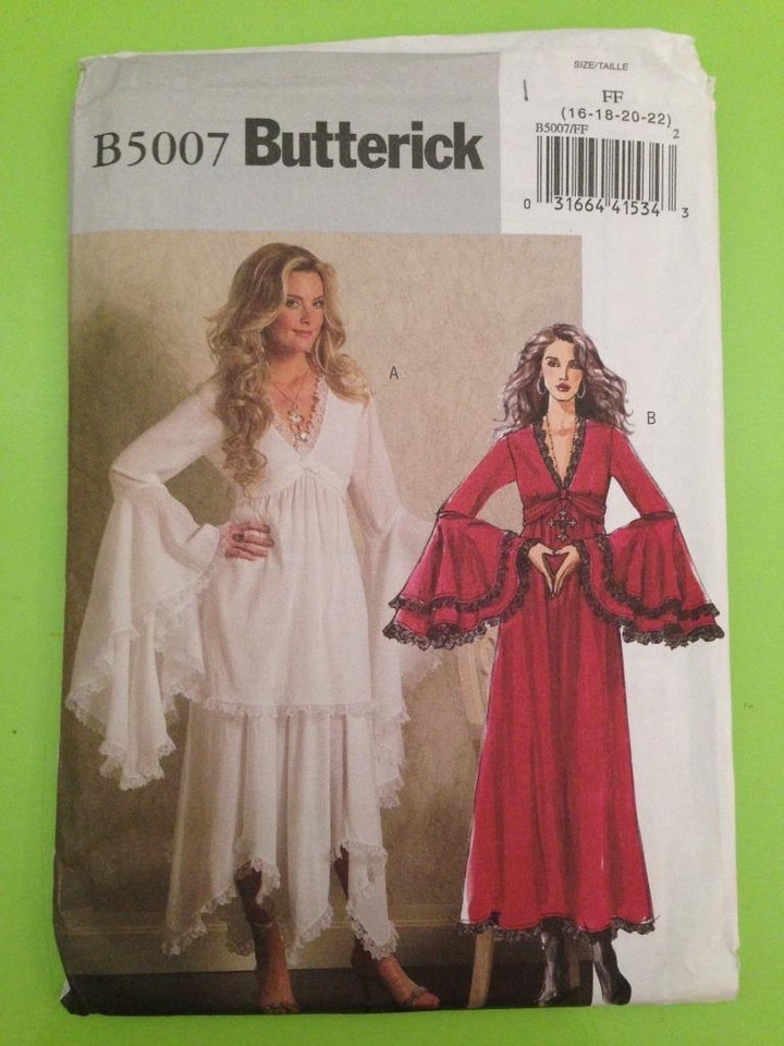Butterick Sewing Pattern 5007 Misses Goth Top Dress Costume Size 8-14 ...