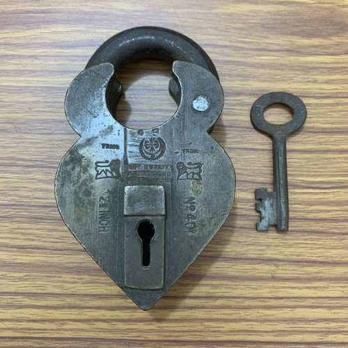 PADLOCK or LOCK WITH KEY OLD ANTIQUE BRASS, Crab shape, Rich Patina ...