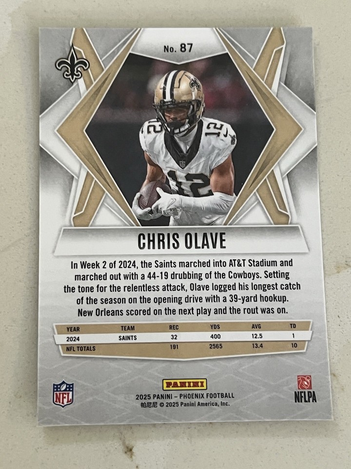 Chris Olave New Orleans Saints 2025 Panini Phoenix Silver Pyramids ...