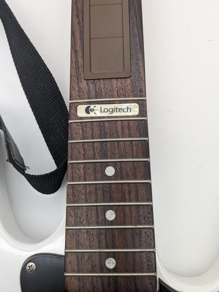 RARE Wii Logitech REAL WOOD Guitar Hero WIRELESS CONTROLLER E-R0006 ...