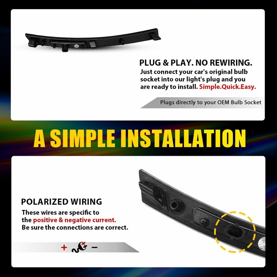 4PCS Smoked Lens LED Side Marker Signal Light For 14-19 C7 Corvette Z06 ...