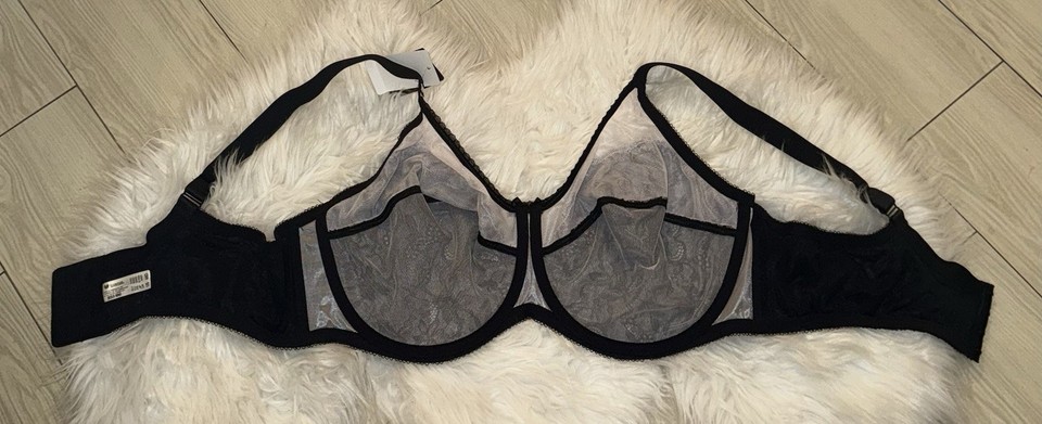 Wacoal 855186 Retro Chic Bra Underwire Unpadded Sheer Lace Womens 46D ...