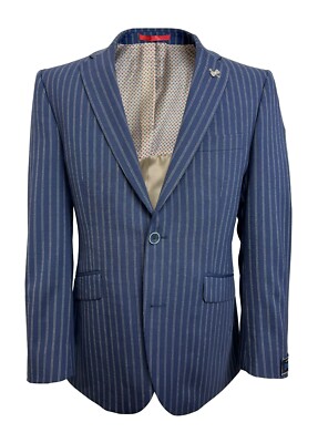 Mens Blazer Wool Jacket Regatta Boating Striped Stripe Blue Pinstripe ...