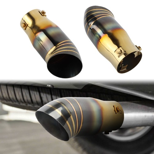 JDM Titanium Gold Black Tip Stainless Exhaust Muffler 2.5" Inlet - 3 ...