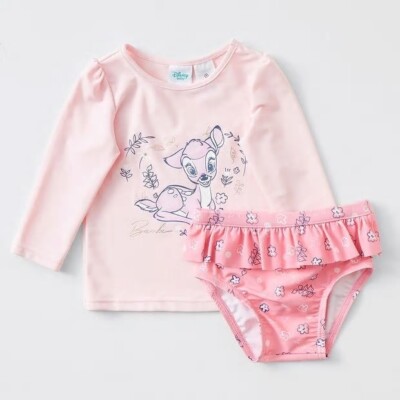 NWT Disney Girls Bambi Rash Vest Swimsuit Bathers 2 Piece Swim Set Size ...
