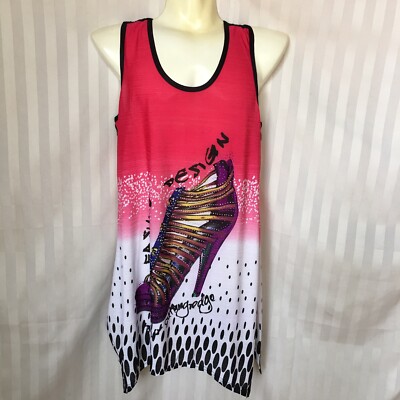 Tank Top NWT High Heel XL Bling Cotton Blend Lace Back Top Blouse ...