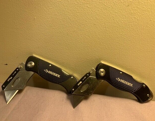 Lot of 2 HUSKY Black Folding Replaceable Lock-Back Box Cutter Utility ...