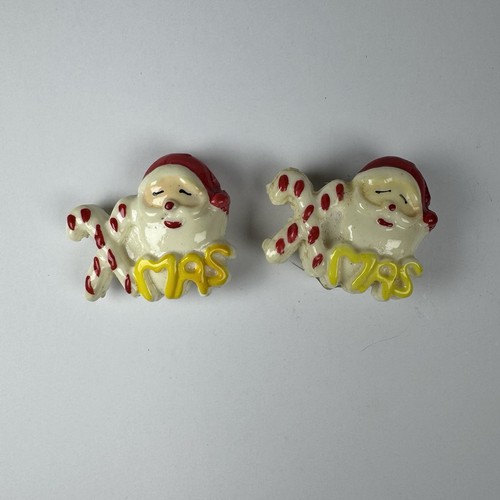 2 Retro Button Covers School Teacher Office Santa Claus Christmas ...