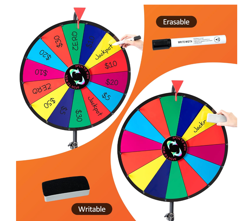 24" Spinning Prize Wheel, up to 68" tall 14 Slots Floor Spinner by ...