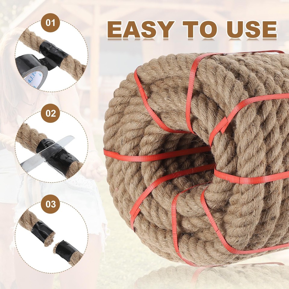 Jute Rope 15ft x 0.75 Inch, Thick Twine Rope Ropes Braided Jute Twine ...