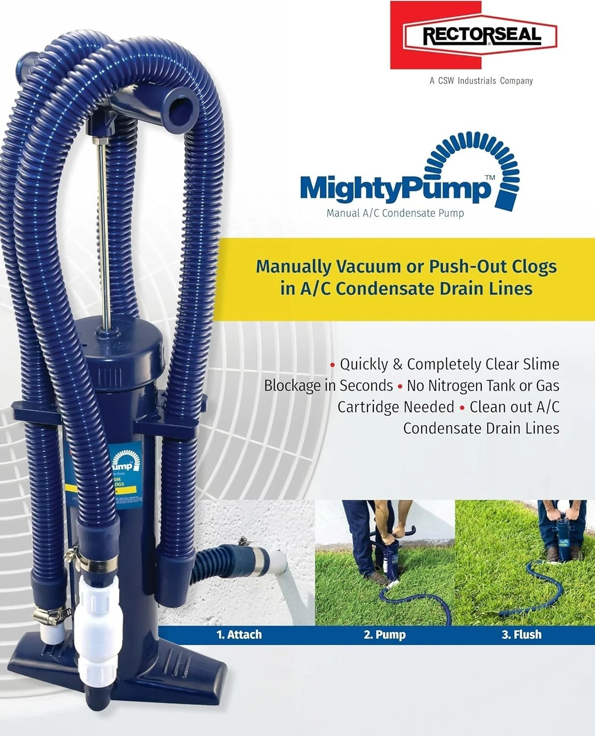 Rectorseal 97795 Mighty A/C Condensate Drain Line Pump, Manual Line ...