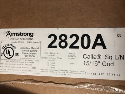 Armstrong 2820A Calla Ceiling Tiles, NEW, 24 x 24, Square Lay-In, 15/16 ...