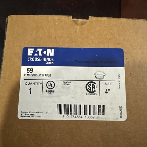 Eaton Crouse-Hinds 59 4" MI Conduit Nipple Malleable Conduit Fitting ...
