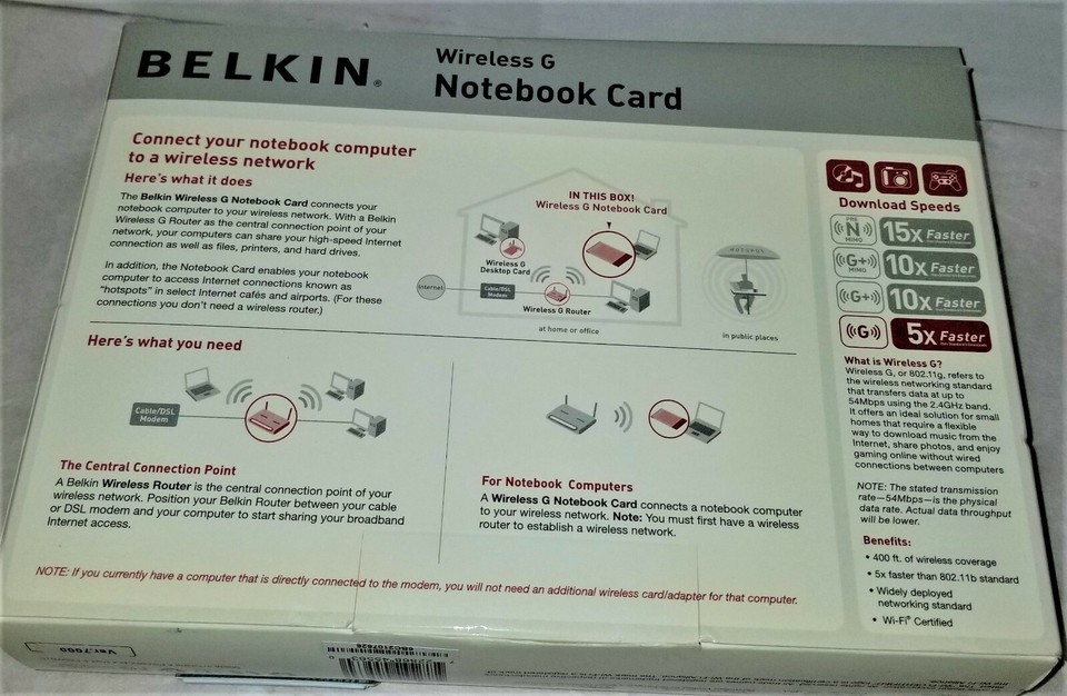 Belkin Wireless G Notebook Card | eBay