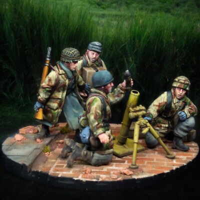 WW2 UNPAINTED German Fallschirmjäger Mortar Team 28mm ideal Bolt Action ...