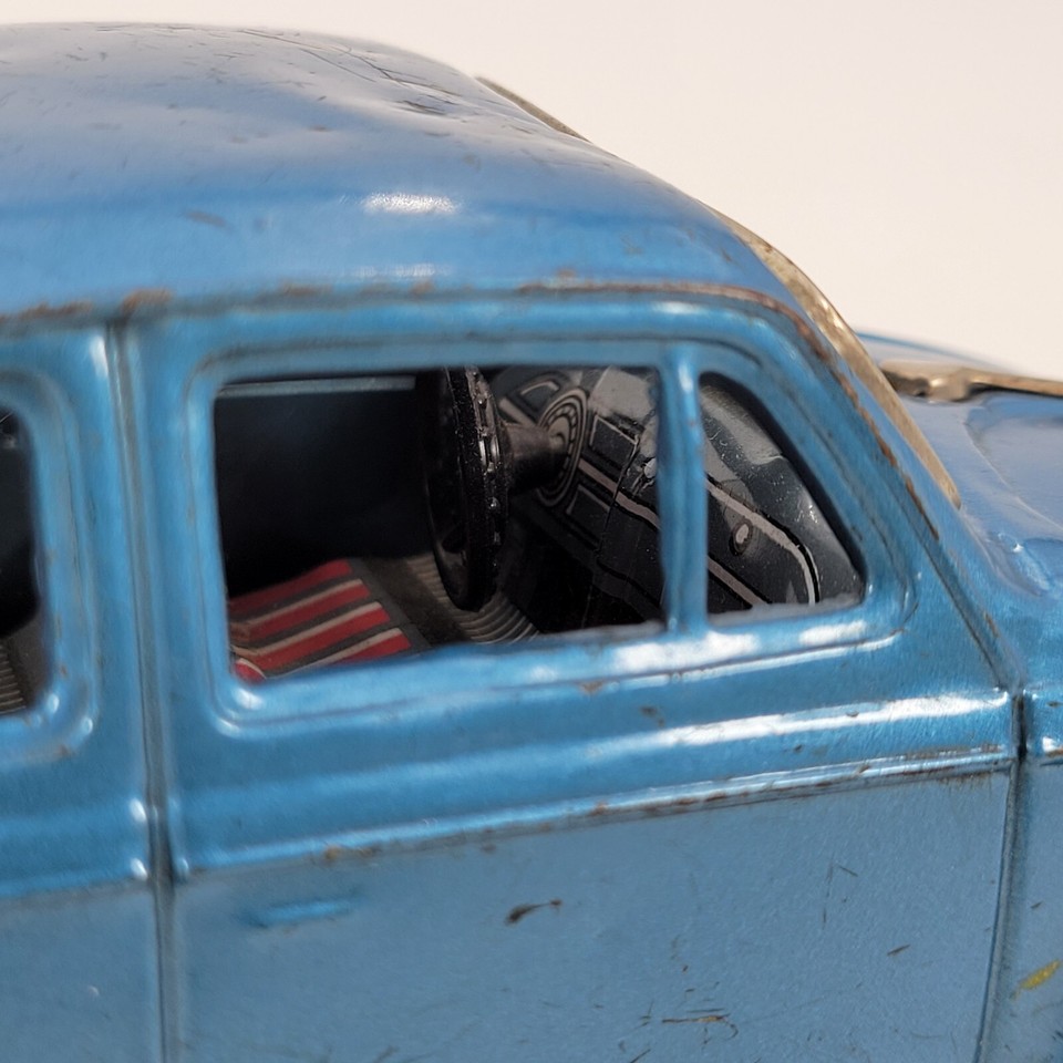 Vintage 60s Japan friction VOLKSWAGEN BEETLE bug 8” TIN toy car blue VW ...