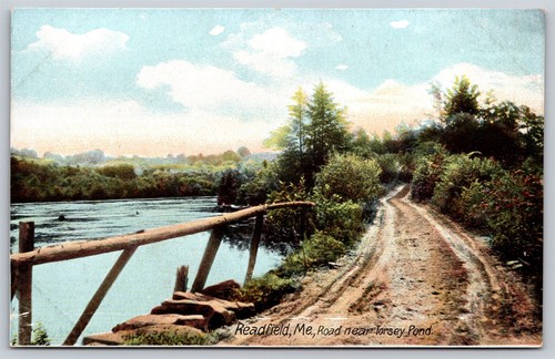 Postcard Road near Torsey Pond, Readfield Maine w/message A201 | eBay