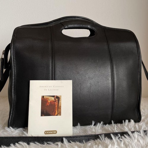 Vintage Coach 9995 Handle Zip Top Shopper Satchel Bag Black Leather ...