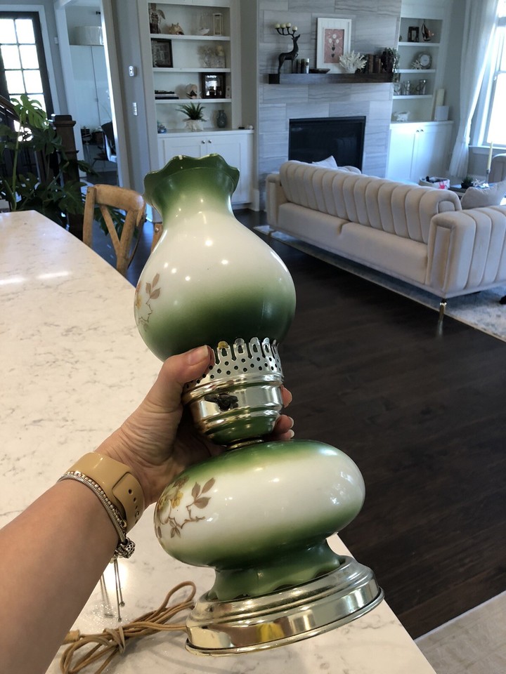 Vintage Gone With The Wind Style Hurricane Lamp Fall Floral Table Lamp ...