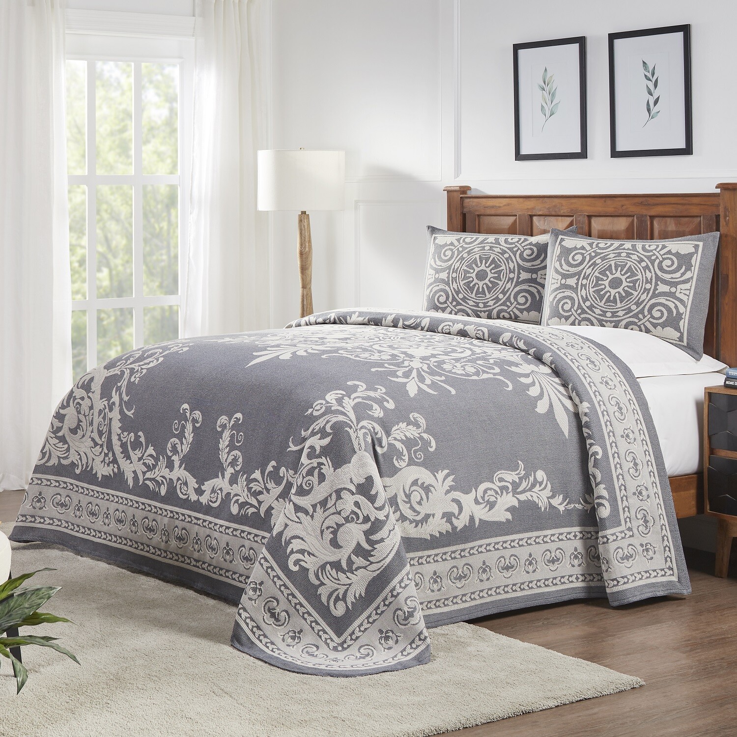 Adalie Cotton Blend Jacquard Woven Lightweight Medallion Coverlet ...
