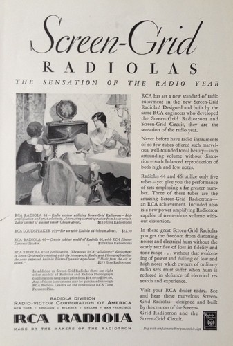1925 AD(H14)~RCA RADIOLA WITH SCREEN GRID RADIOTRONS | eBay