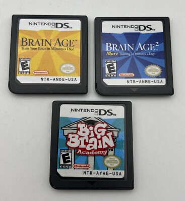 Nintendo DS Brain Game Lot of 3: Brain Age - Brain Age 2 - Big Brain ...