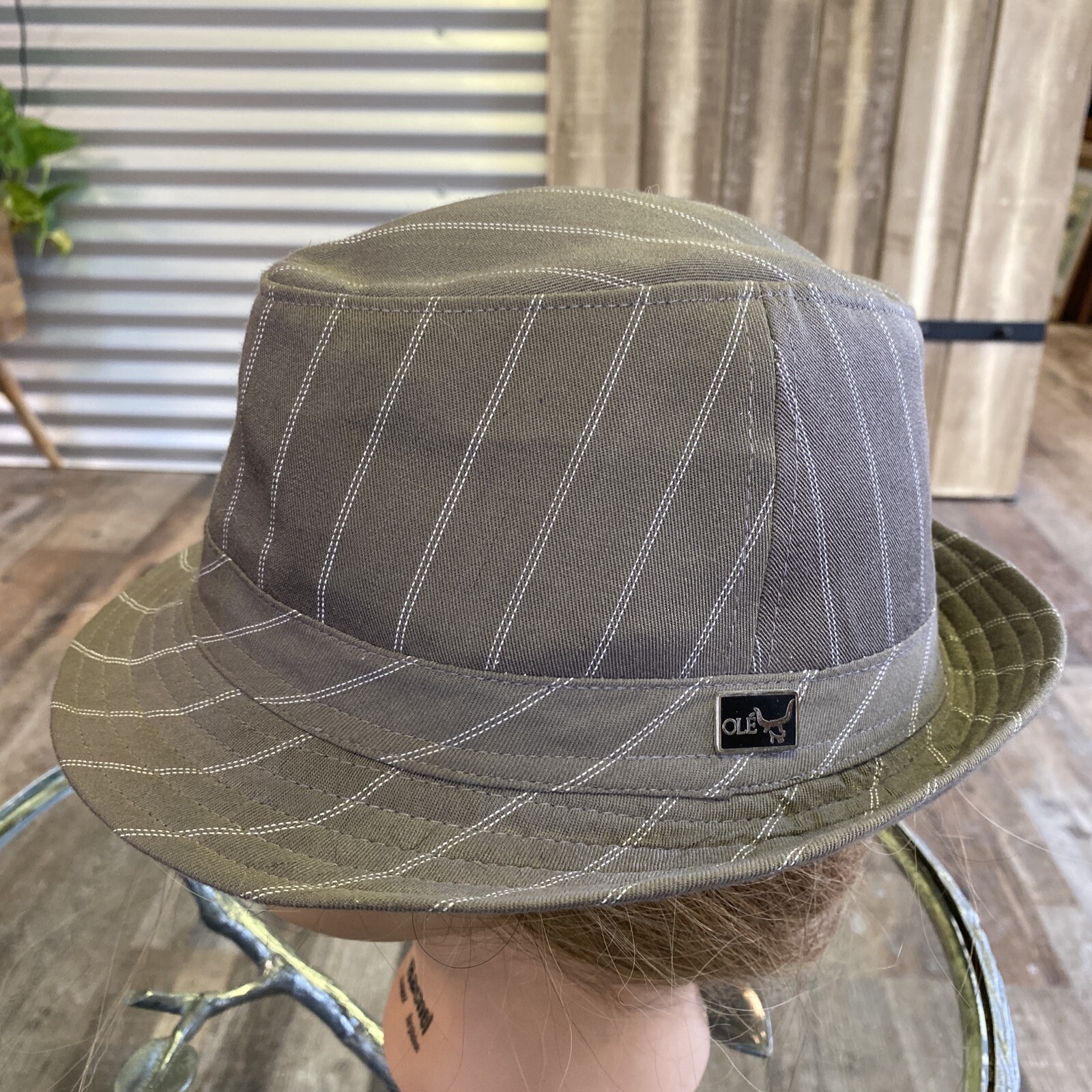Ole’ Grey Pinstripes Fedora Bucket Hat Boonie Fishing… - Gem