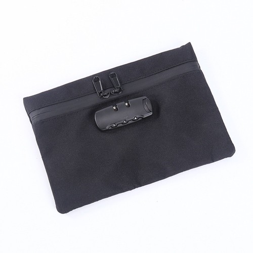Black Money Bag With Lock Portable Document Bag Security Bag for Cash ...