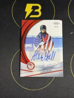 ALEX HALL 2026 Topps Chrome US Olympics #'d /5 RED Parallel Auto SSP | eBay