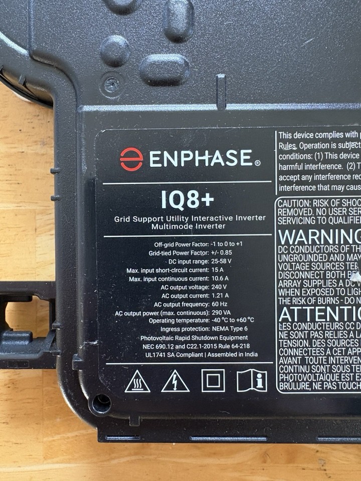 Enphase IQ8+ Solar Microinverter (IQ8PLUS-72-2-US) - 4 Count | eBay