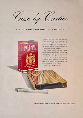 1940 Pall Mall Cigarettes Cartier Gold Case Luxury Decor Art Vintage ...
