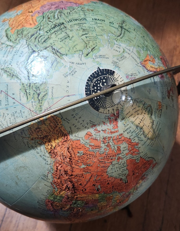 Circa 1960 12-Inch Replogle Stereo Relief World Globe on Wire Stand | eBay