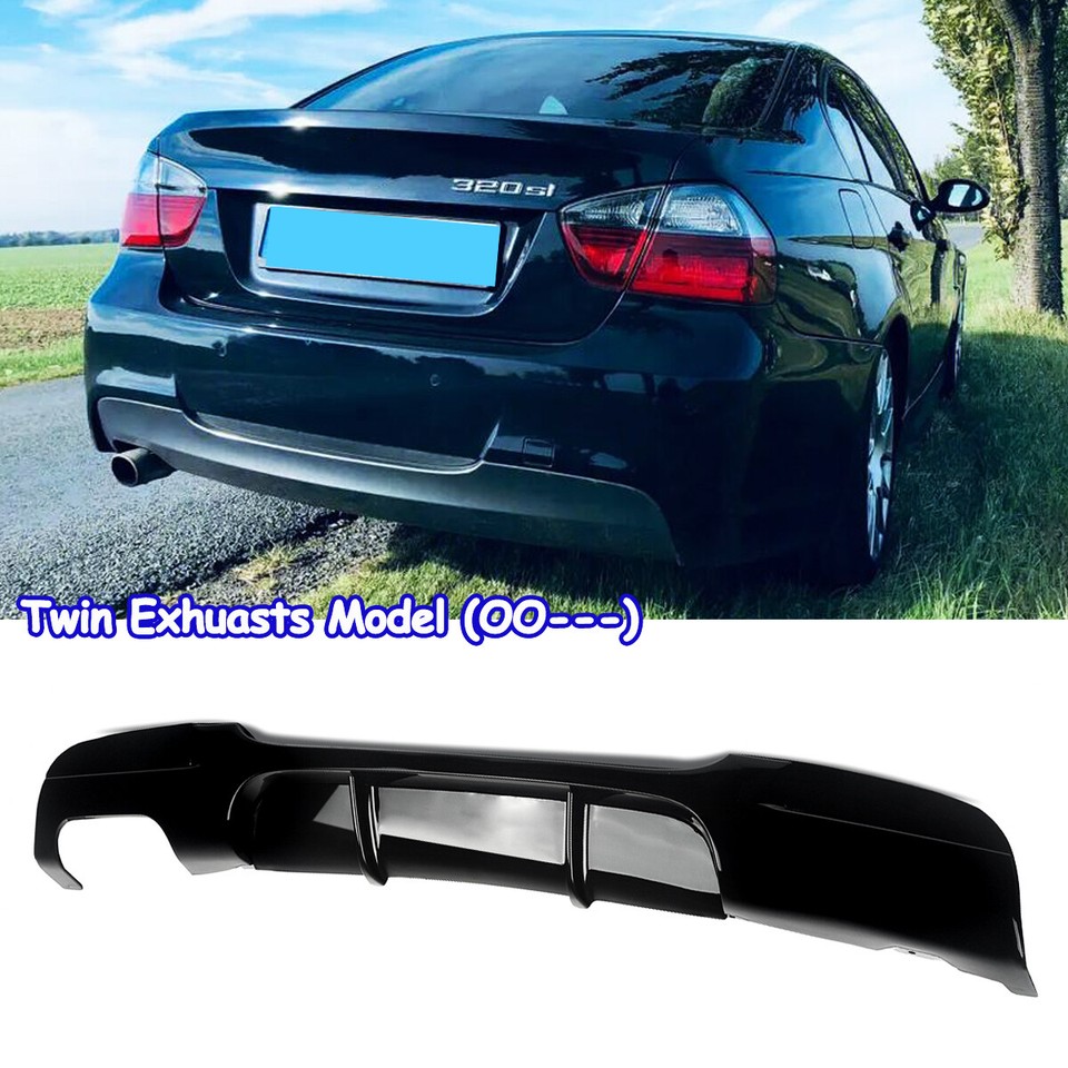 Gloss Black Shark Fins Rear Diffuser For 2006-2011 BMW E90 E91 3 Series ...