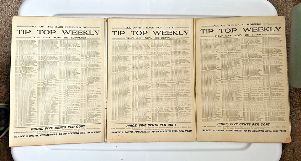 Three Jan. 1912 Tip Top Weekly-Burt Standish-Dick Marriwell Number 822 ...